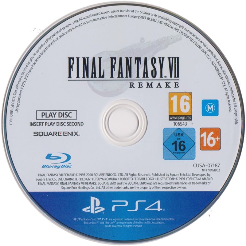 Final Fantasy VII: Remake cover or packaging material - MobyGames