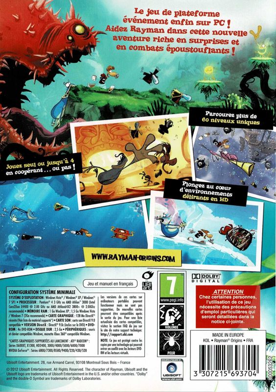Rayman Origins cover or packaging material - MobyGames