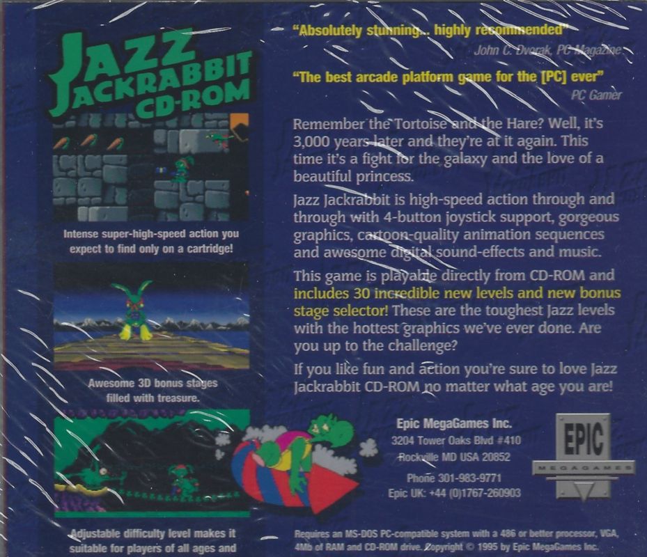 Jazz Jackrabbit CD-ROM cover or packaging material - MobyGames
