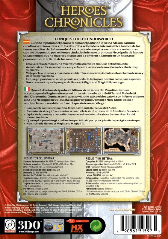 Heroes Chronicles: Conquest of the Underworld cover or packaging material - MobyGames
