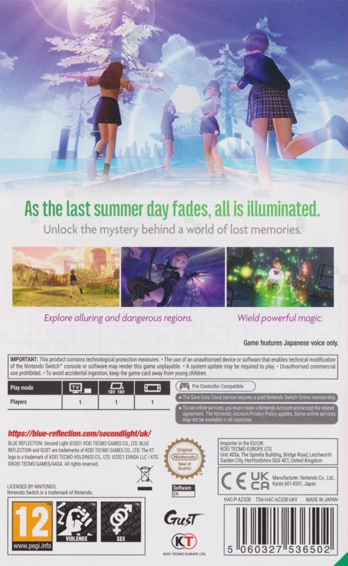 Blue Reflection: Second Light cover or packaging material - MobyGames