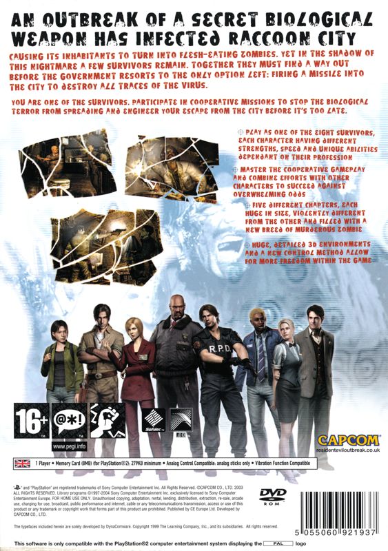 Resident Evil: Outbreak cover or packaging material - MobyGames