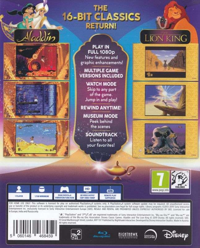 Disney Classic Games: Aladdin and The Lion King cover or packaging ...