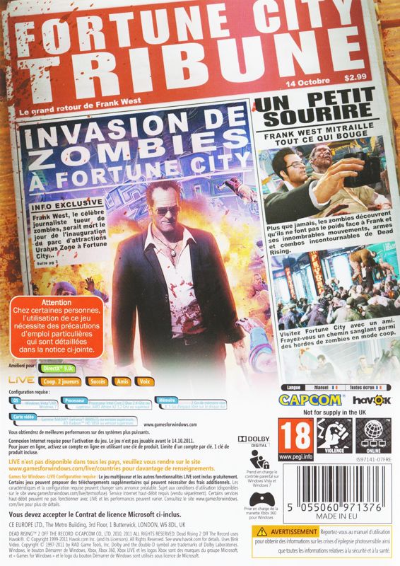 Dead Rising 2: Off the Record cover or packaging material - MobyGames