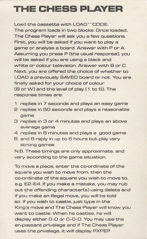 The Chess Player cover or packaging material - MobyGames