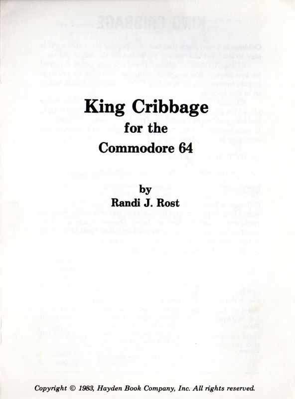 King Cribbage cover or packaging material - MobyGames