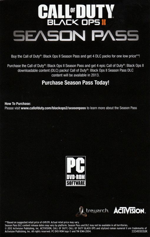 Call of Duty: Black Ops II cover or packaging material - MobyGames