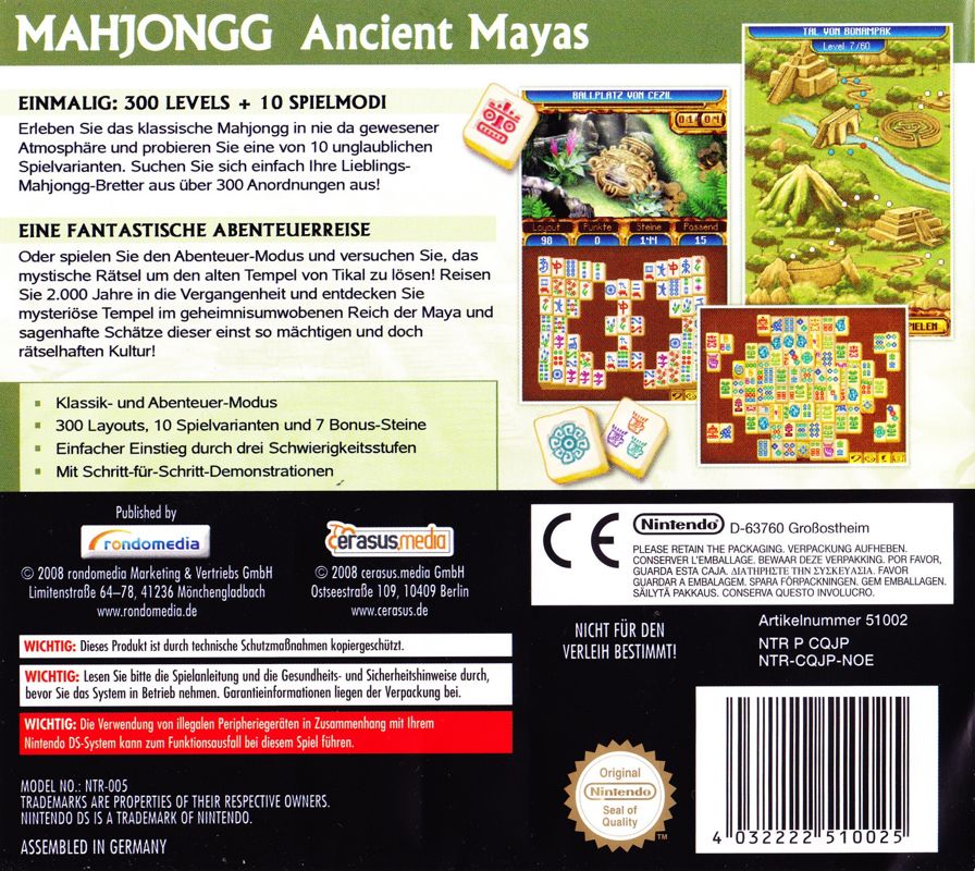 Mahjongg: Ancient Mayas cover or packaging material - MobyGames