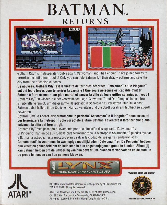 Batman Returns cover or packaging material - MobyGames
