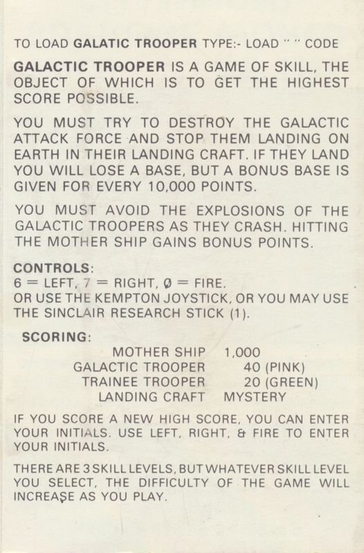 Galactic Trooper cover or packaging material - MobyGames