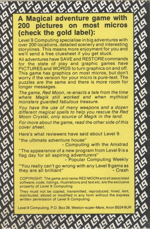 Red Moon cover or packaging material - MobyGames