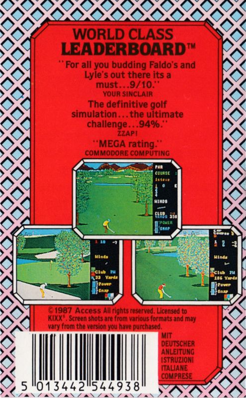 World Class Leader Board cover or packaging material - MobyGames