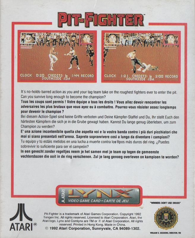 Pit-Fighter cover or packaging material - MobyGames