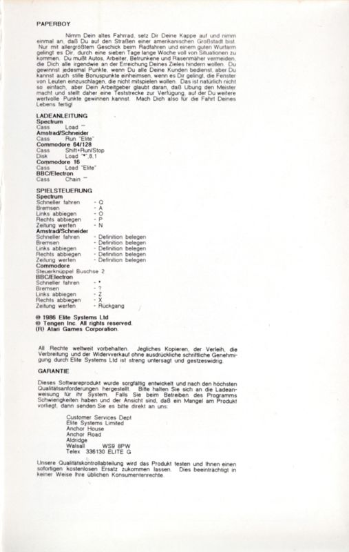 Paperboy cover or packaging material - MobyGames