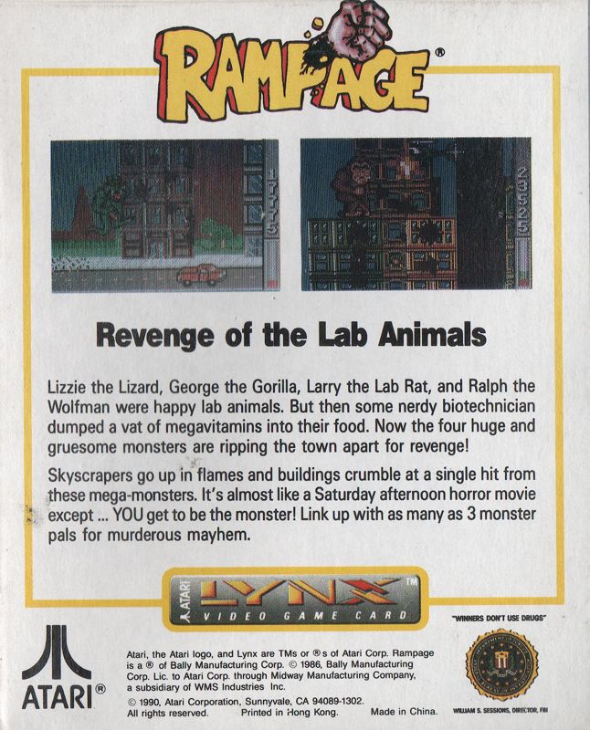 Rampage cover or packaging material - MobyGames