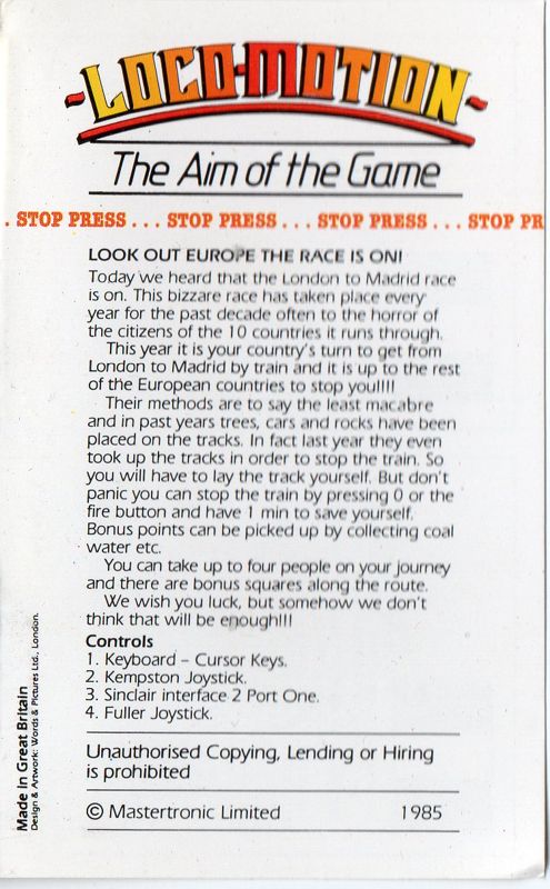 Loco-Motion cover or packaging material - MobyGames