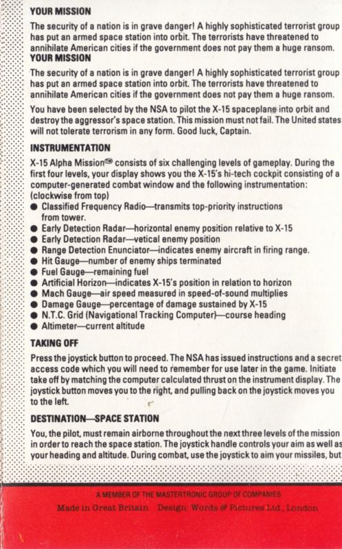 X-15 Alpha Mission cover or packaging material - MobyGames