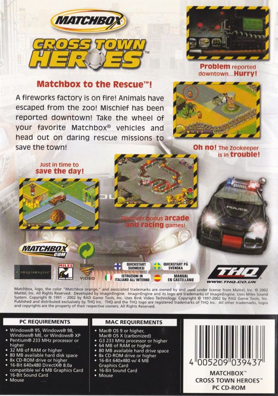 Matchbox: Cross Town Heroes cover or packaging material - MobyGames