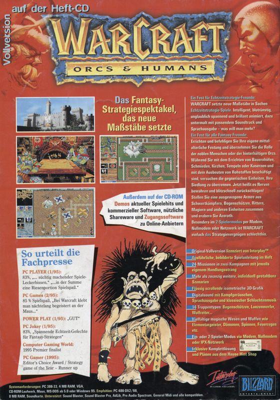 WarCraft: Orcs & Humans cover or packaging material - MobyGames