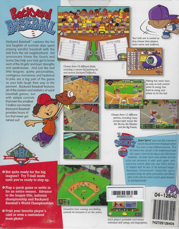 Backyard Baseball cover or packaging material - MobyGames