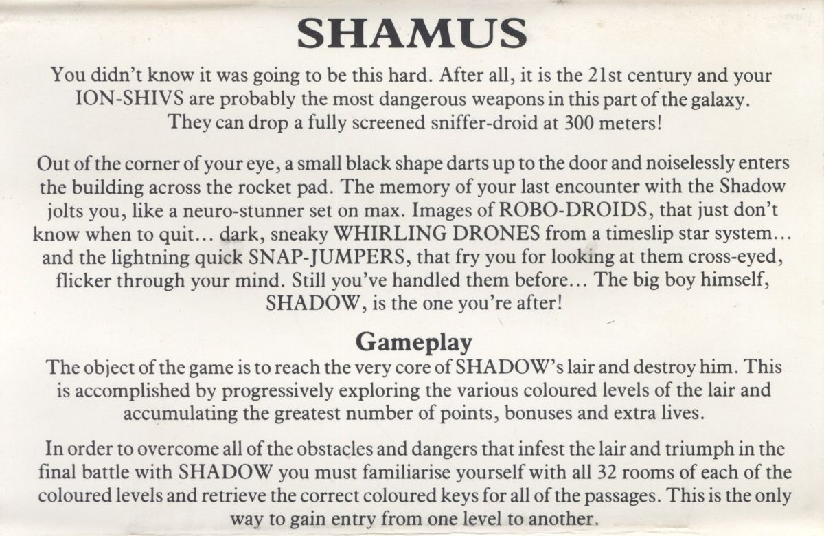 Shamus cover or packaging material - MobyGames