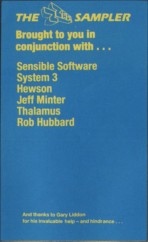 The ZZAP! Sampler cover or packaging material - MobyGames