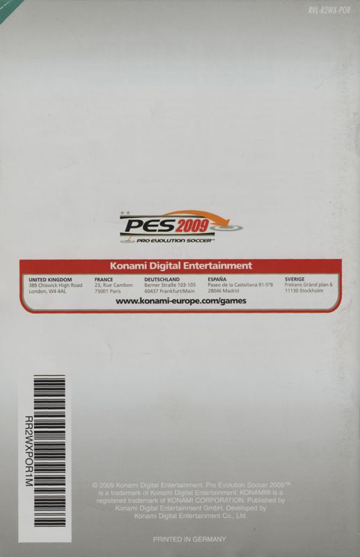 PES 2009: Pro Evolution Soccer cover or packaging material - MobyGames