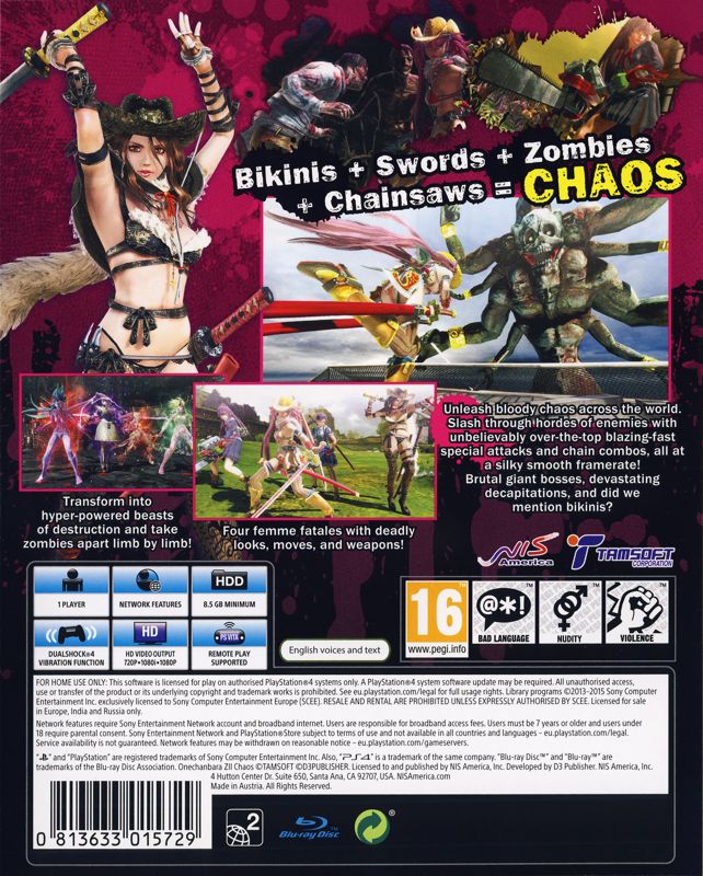 Onechanbara Z II: Chaos cover or packaging material - MobyGames
