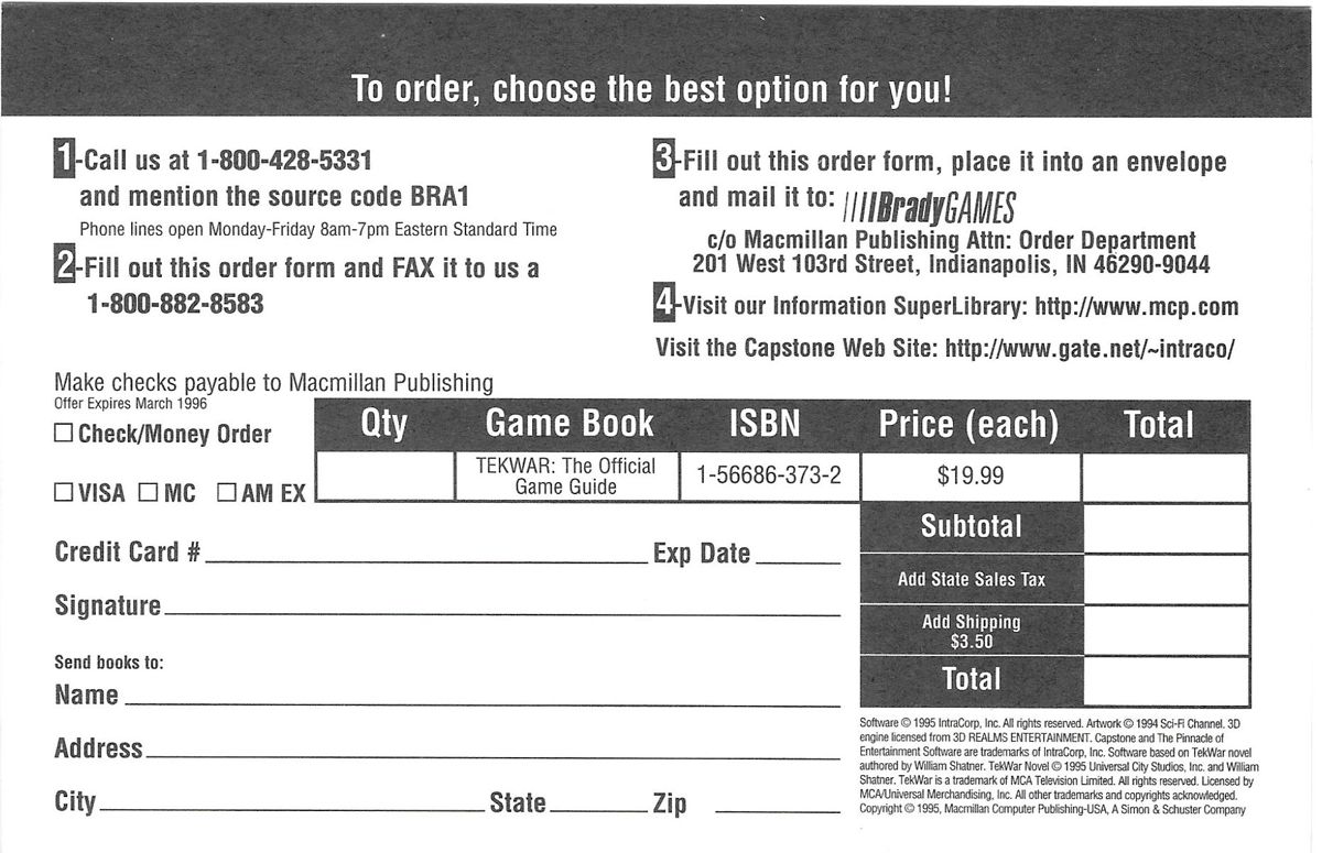 William Shatner's TekWar cover or packaging material - MobyGames