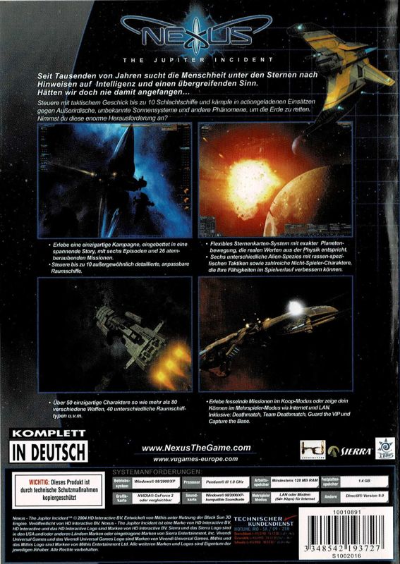 Nexus The Jupiter Incident Cover Or Packaging Material Mobygames