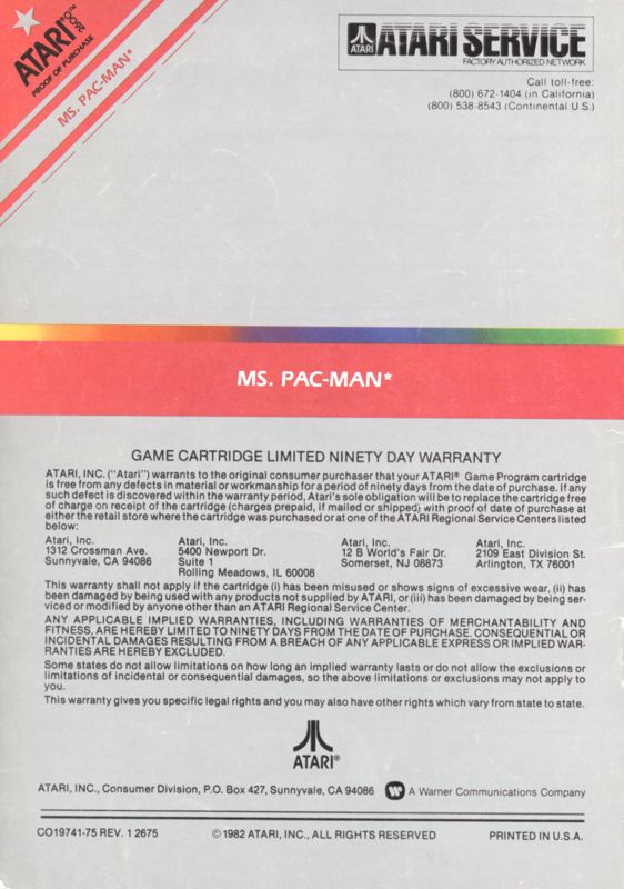 Ms. Pac-Man cover or packaging material - MobyGames