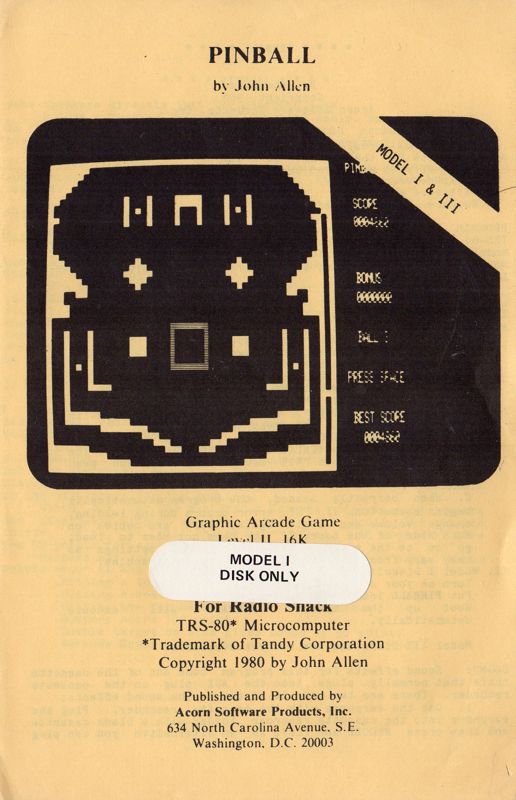 Pinball (1980) - MobyGames