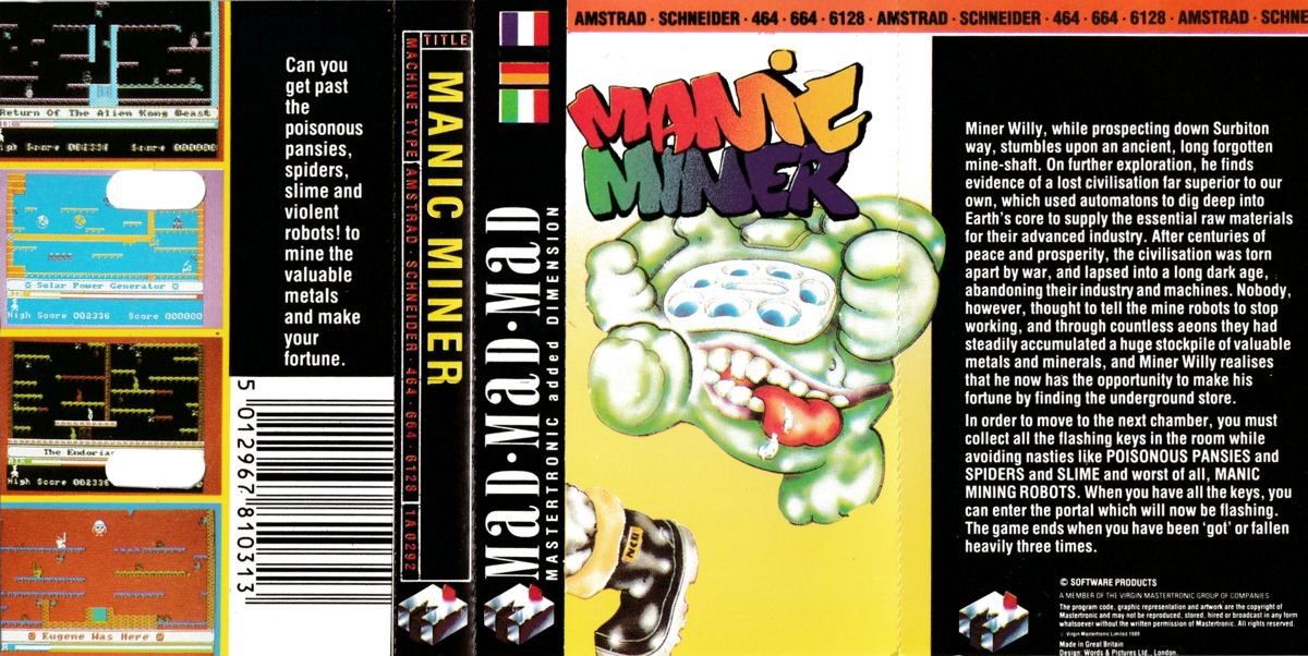 Manic Miner cover or packaging material - MobyGames