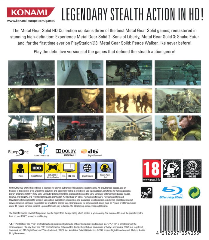 Metal Gear Solid: HD Collection cover or packaging material - MobyGames
