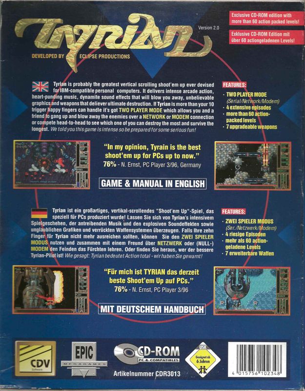 Tyrian cover or packaging material - MobyGames