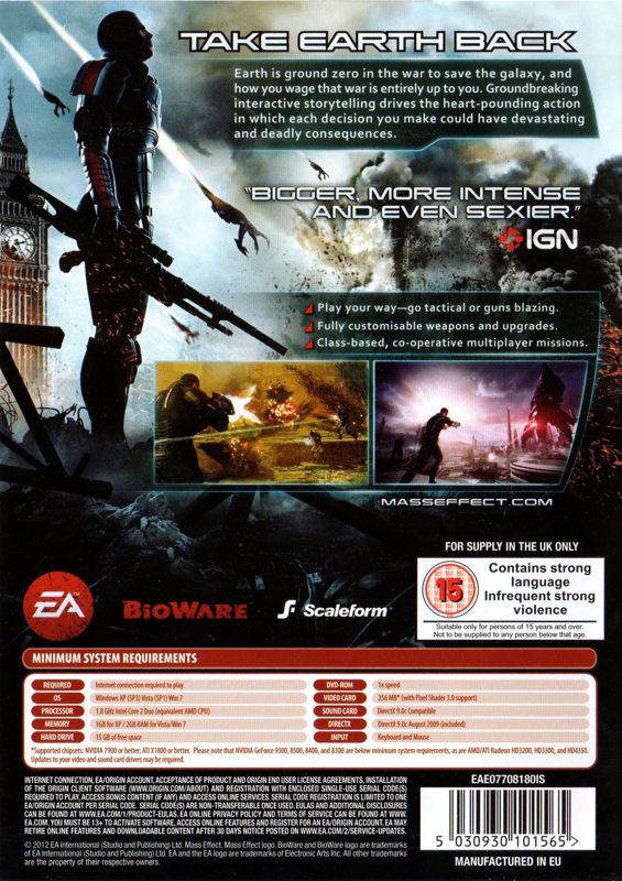 Mass Effect 3 cover or packaging material - MobyGames