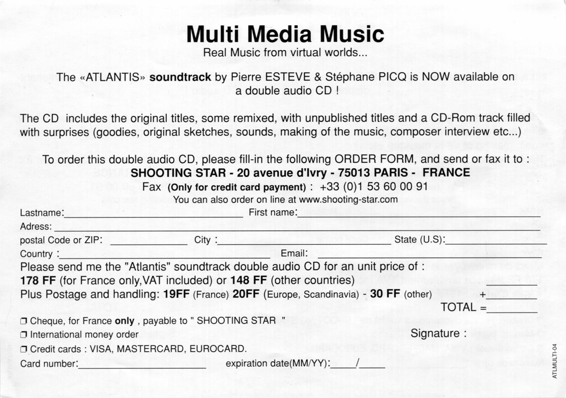 Atlantis: The Lost Tales cover or packaging material - MobyGames