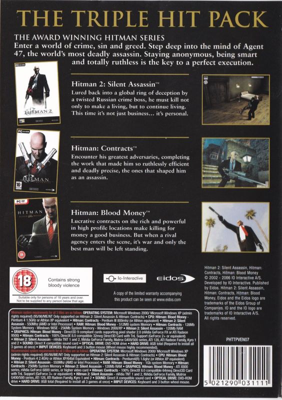 Hitman Trilogy cover or packaging material - MobyGames