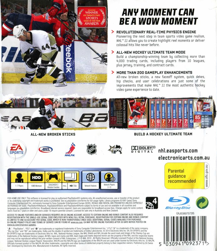 NHL 11 cover or packaging material - MobyGames