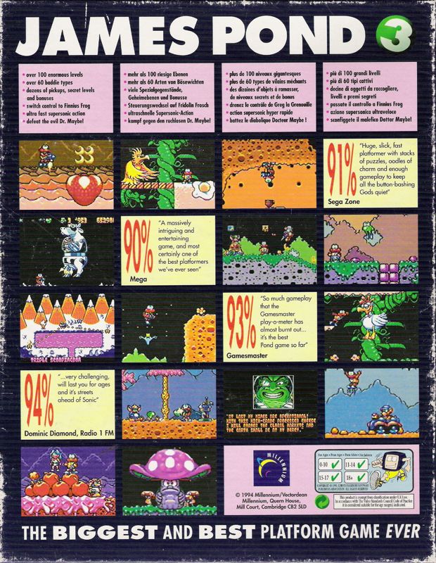 James Pond 3 cover or packaging material - MobyGames