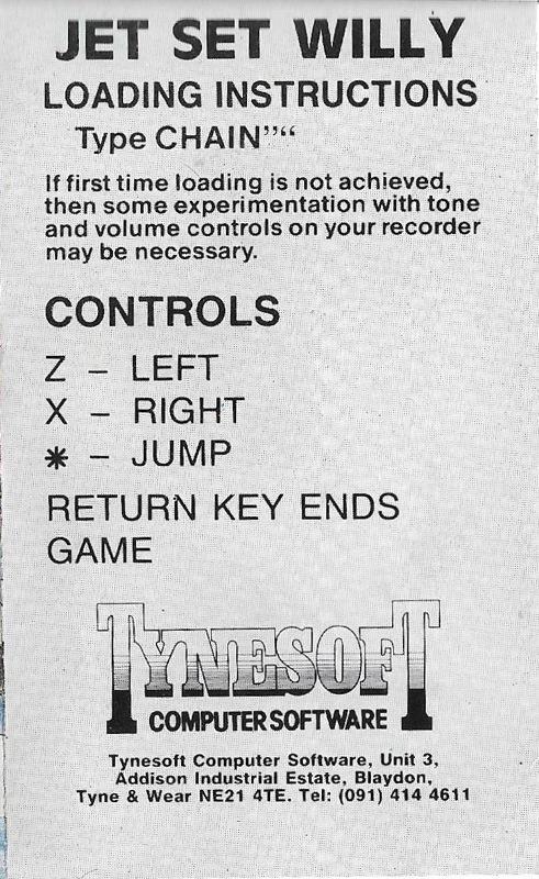 Jet Set Willy cover or packaging material - MobyGames