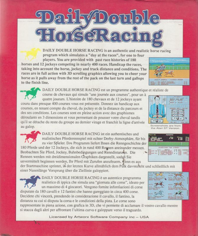 Daily Double Horse Racing cover or packaging material - MobyGames