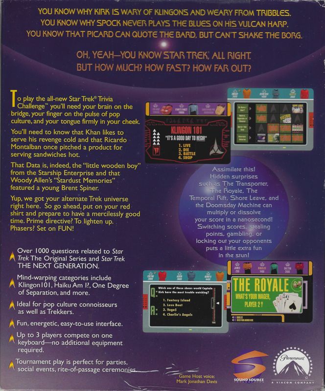 Star Trek Trivia Challenge cover or packaging material - MobyGames