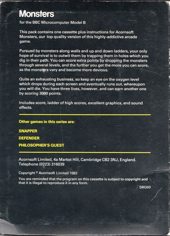 Monsters cover or packaging material - MobyGames