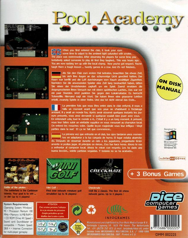 Pool Academy cover or packaging material - MobyGames