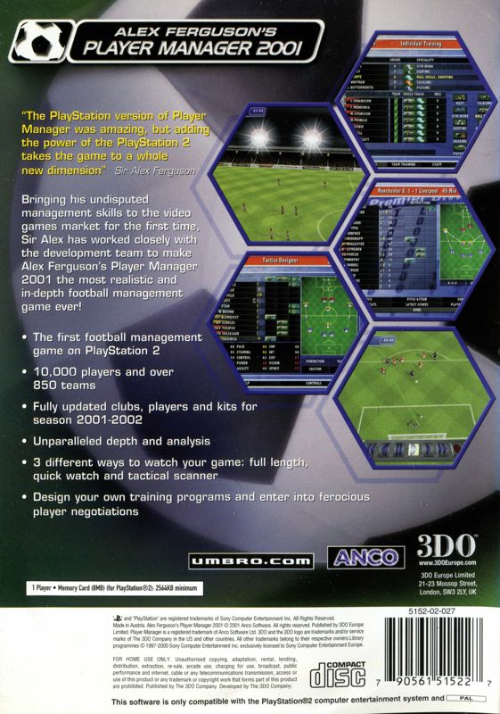 Alex Ferguson's Player Manager 2001 cover or packaging material - MobyGames