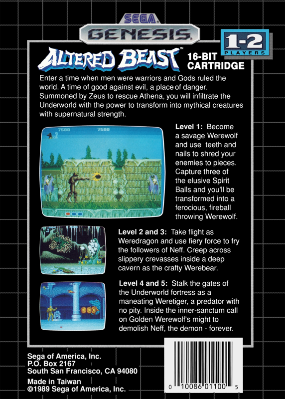Altered Beast cover or packaging material - MobyGames