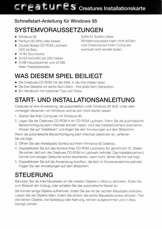 Creatures cover or packaging material - MobyGames