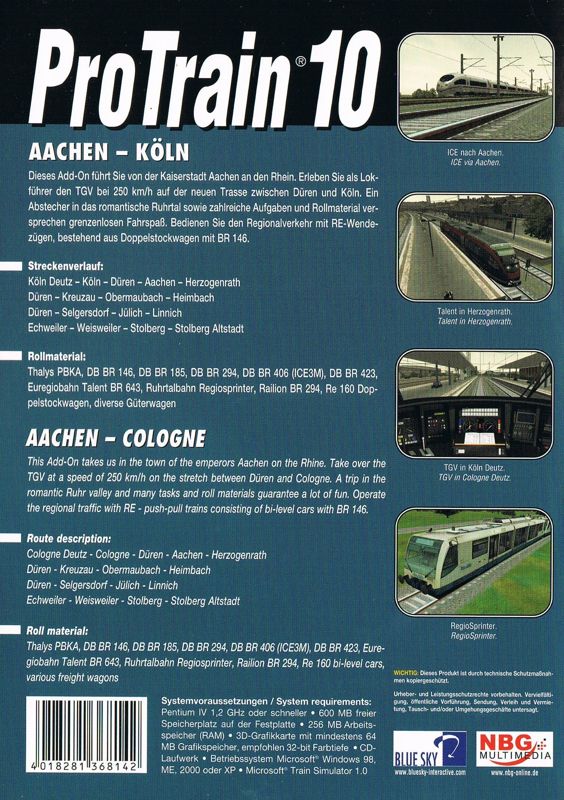 ProTrain 10: Aachen - Cologne cover or packaging material - MobyGames