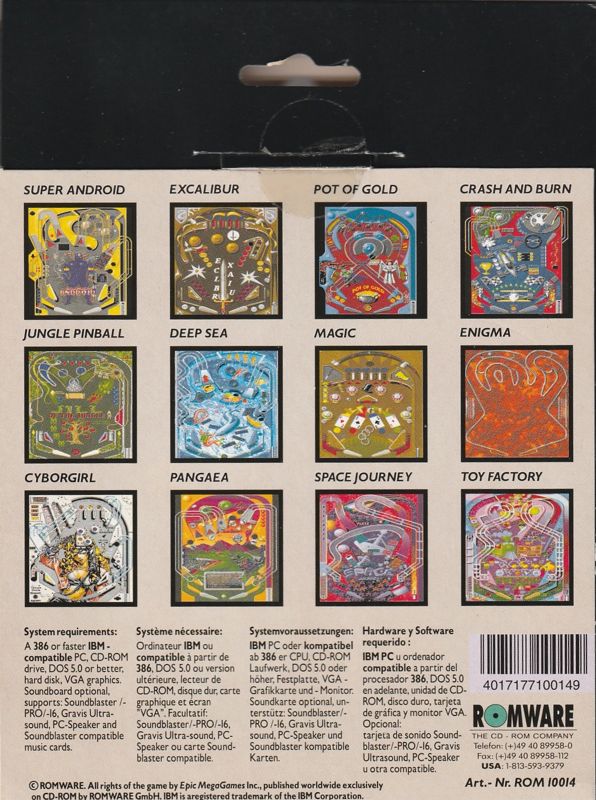 Epic Pinball cover or packaging material - MobyGames